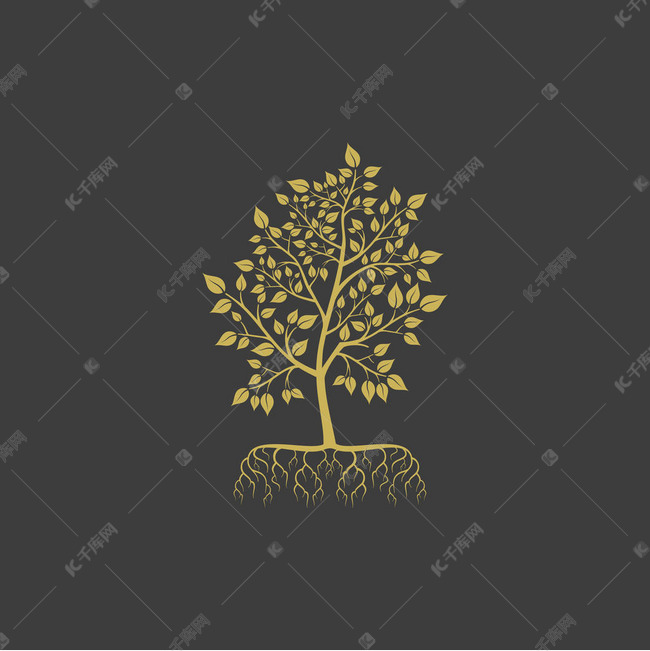 矢量树与根标志元素素材图片免费下载-千库网