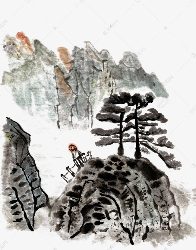 古意山水水墨素材图片免费下载-千库网