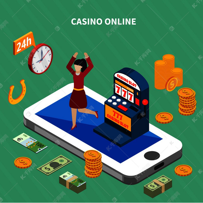 游戏机等距概念与在线赌场和快乐女人 3d 矢量图素材图片免费下载-千库网