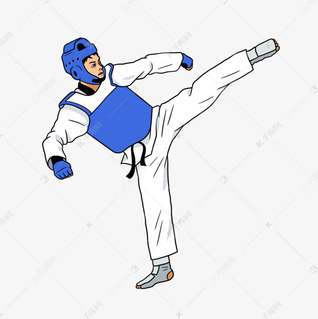 跆拳道人物比赛动作演示素材图片免费下载-千库网