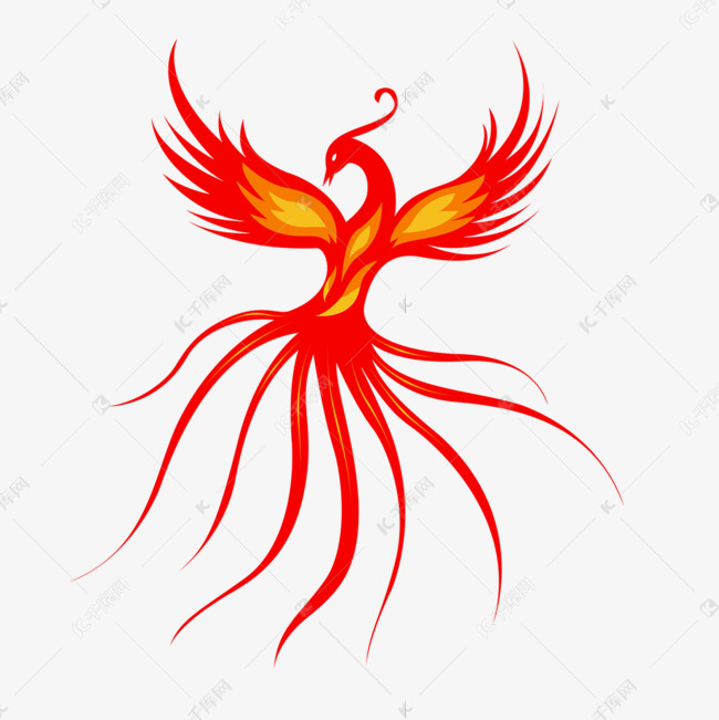 红色长尾巴凤凰剪贴画素材图片免费下载-千库网