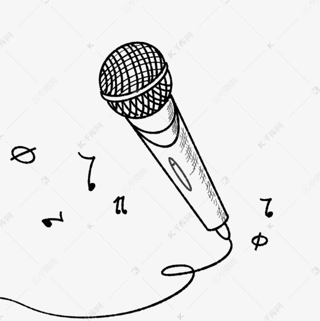 创意黑白线条麦克风素材图片免费下载-千库网