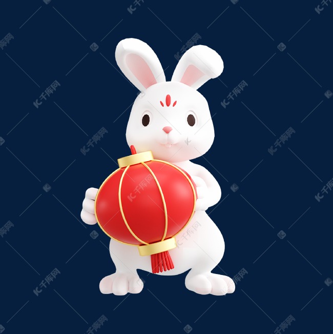 3d拿灯笼兔子素材图片免费下载-千库网