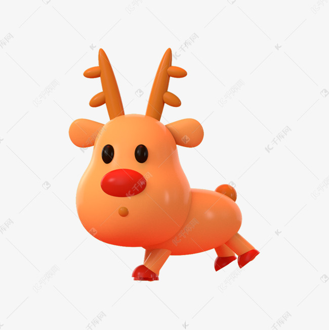 3DC4D立体圣诞节麋鹿素材图片免费下载-千库网