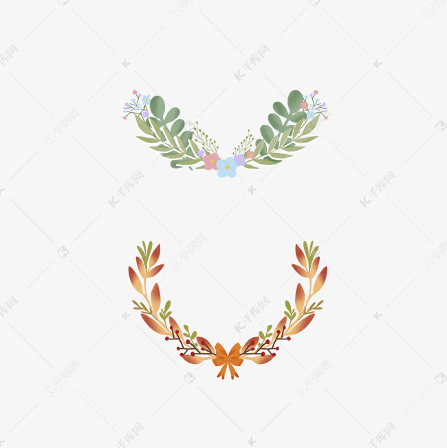 手绘花环复古风花卉植物婚礼装饰贴纸素材图片免费下载-千库网