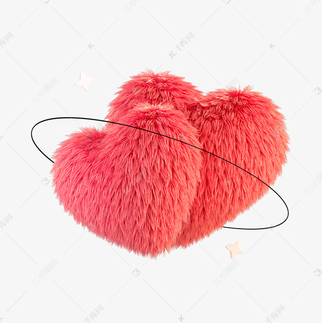 3D毛绒爱心素材图片免费下载-千库网