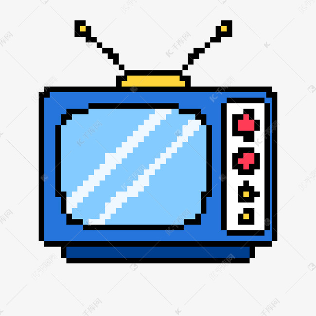 马赛克像素风电视机素材图片免费下载-千库网