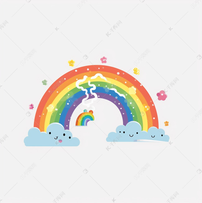 元素扁平卡通彩虹素材图片免费下载-千库网