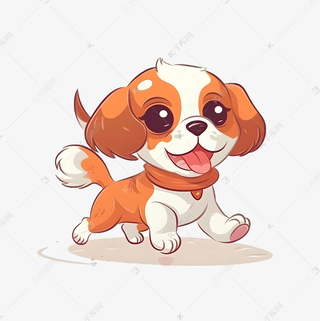 卡通可爱橙色小狗奔跑跳跃动物素材图片免费下载-千库网