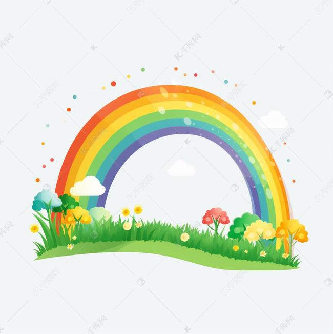彩色手绘卡通彩虹素材图片免费下载-千库网