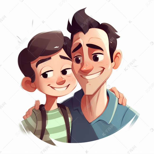 父亲节卡通甜蜜父子素材图片免费下载-千库网