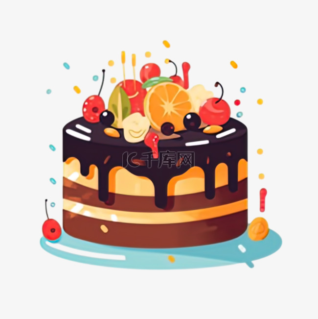 卡通手绘生日蛋糕素材图片免费下载-千库网