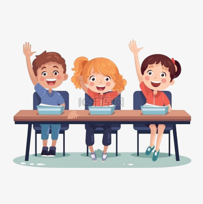 卡通在教室上课的儿童素材图片免费下载-千库网