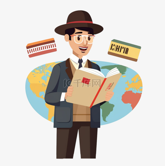 卡通手绘职业人物翻译素材图片免费下载-千库网