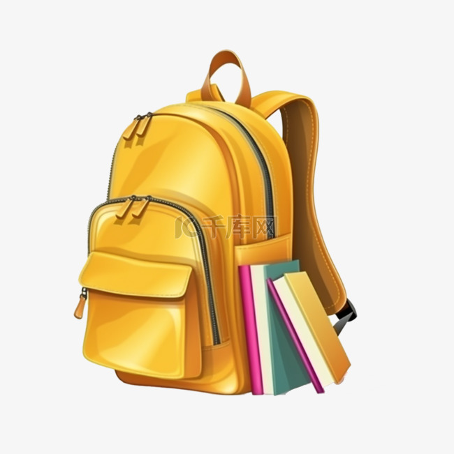 手绘插画风免抠元素黄色书包素材图片免费下载-千库网