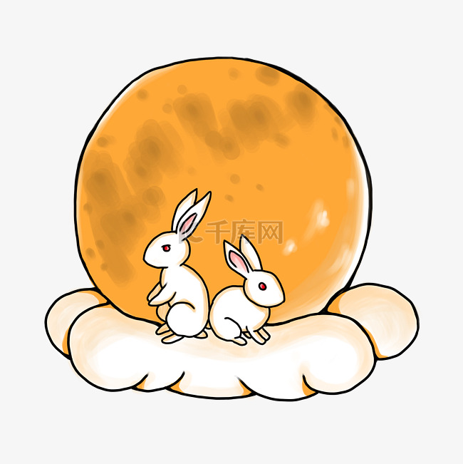 月亮上的小兔子素材图片免费下载-千库网