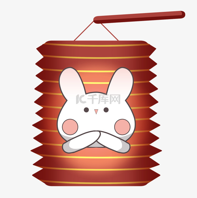 卡通兔子方灯笼插画素材图片免费下载-千库网