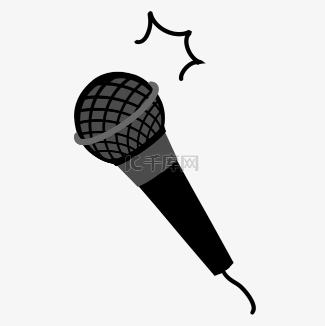 手绘简约话筒插画素材图片免费下载-千库网