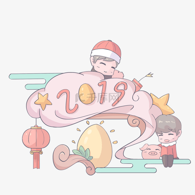 2019农历新年元旦快乐春节人物免扣PNG素材图片免费下载-千库网