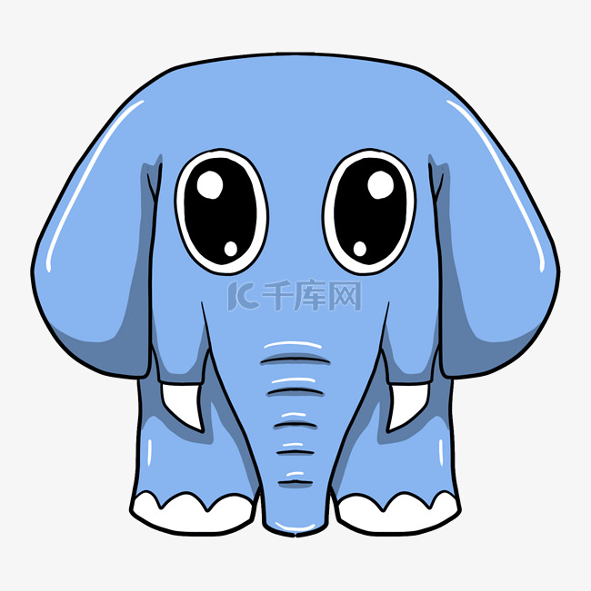手绘蓝色大象插画素材图片免费下载-千库网