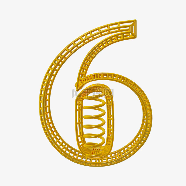 阿拉伯数字金属数字6素材图片免费下载-千库网