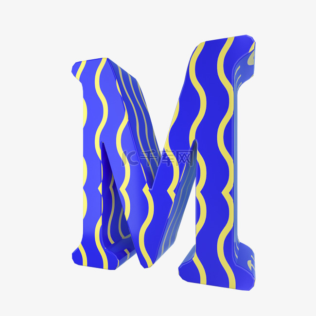 C4D孟菲斯风格立体字母M装饰素材图片免费下载-千库网
