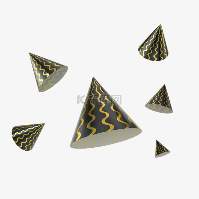 C4D黑金立体圆锥PNG元素素材图片免费下载-千库网