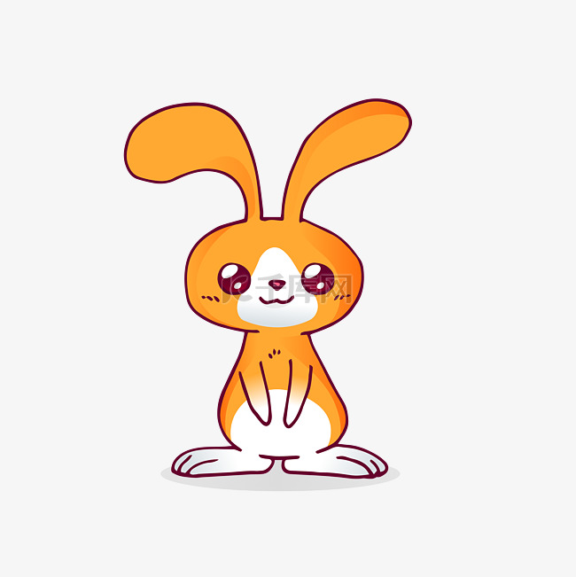 简约卡通手绘黄色兔子素材图片免费下载-千库网
