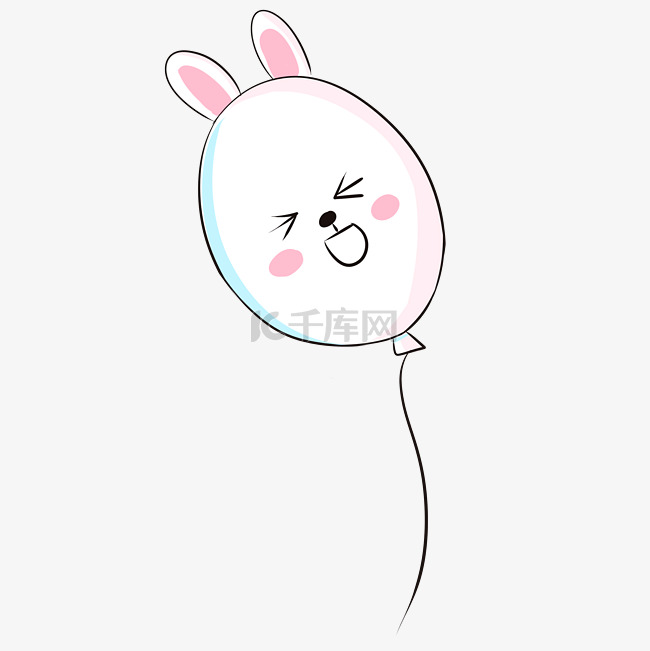 手绘小兔子气球插画素材图片免费下载-千库网