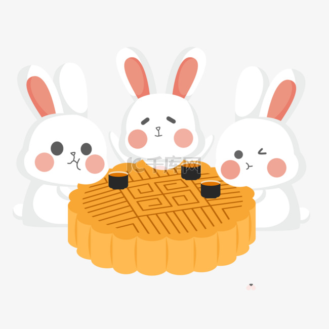 中秋节玉兔一起吃月饼素材图片免费下载-千库网