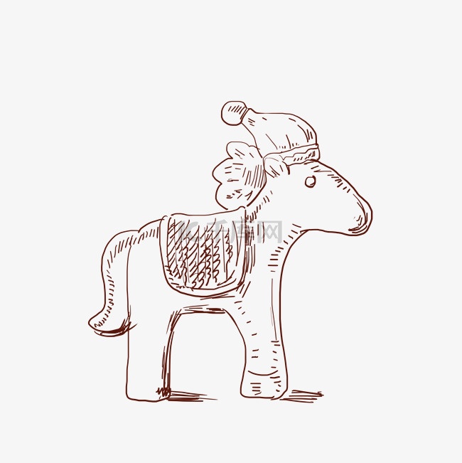 线描小马摆件素材图片免费下载-千库网