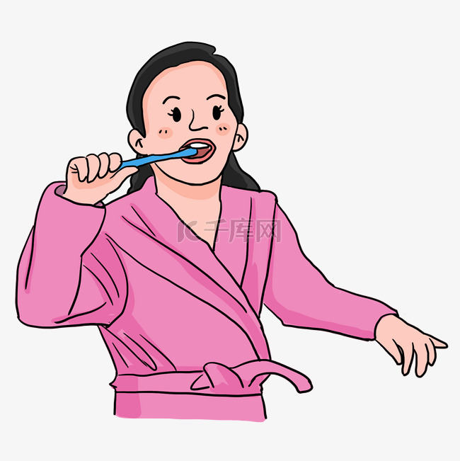 爱牙日全国爱牙日可爱小女孩身穿浴袍刷牙素材图片免费下载-千库网