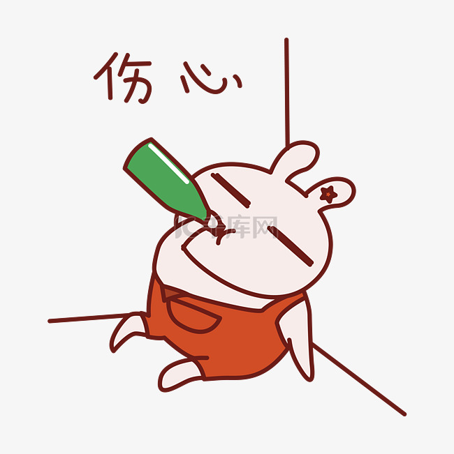 兔子日常表情包之伤心素材图片免费下载-千库网