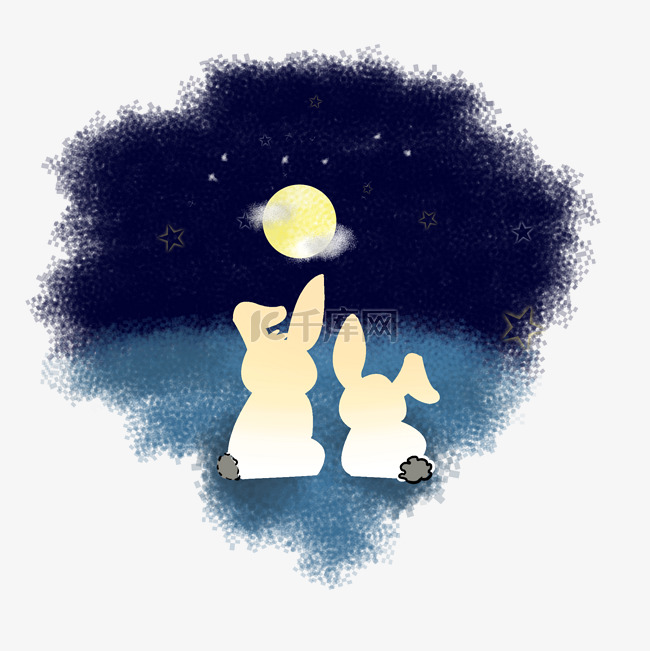 中秋节兔子卡通插画素材图片免费下载-千库网
