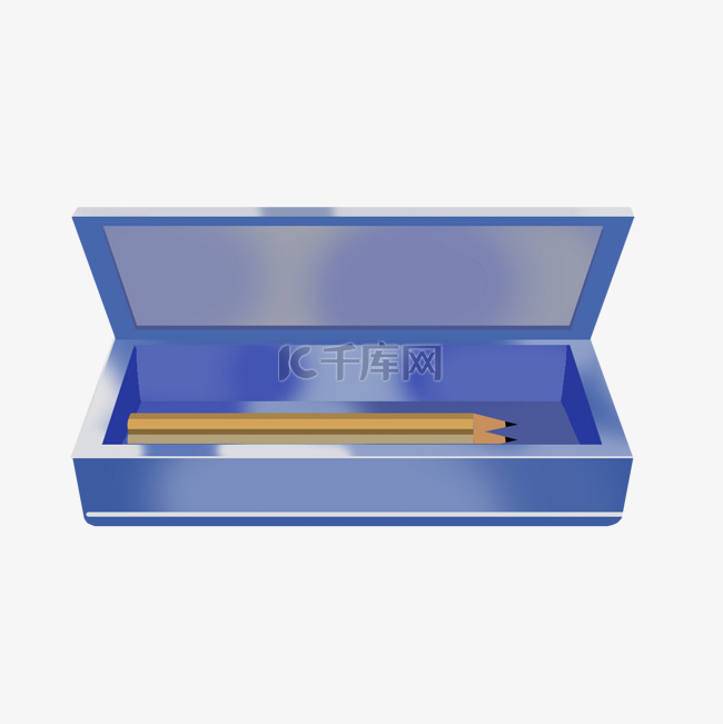 蓝色金属材质矢量笔盒素材图片免费下载-千库网