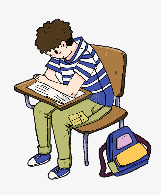 手绘思考着的男孩插画素材图片免费下载-千库网