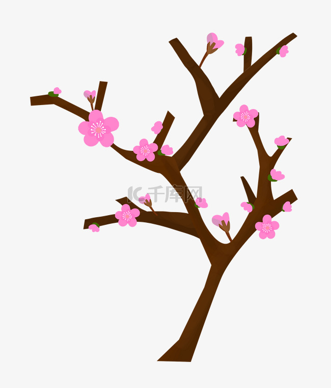 卡通紫色桃树插画素材图片免费下载-千库网