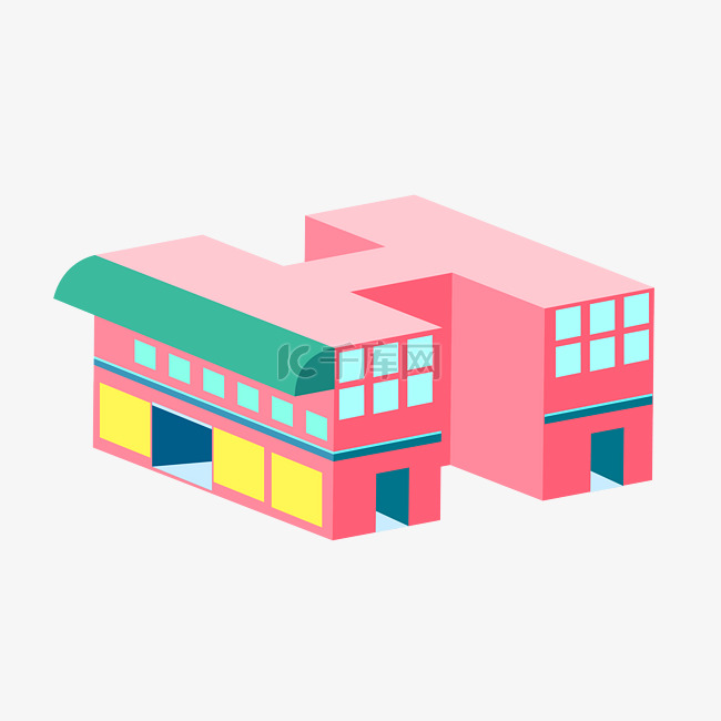 2.5DH设计建筑插画素材图片免费下载-千库网