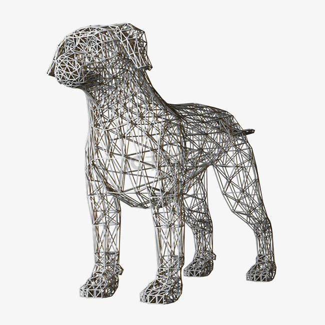 3D立体狗炫酷空心结晶D4d金属狗素材图片免费下载-千库网
