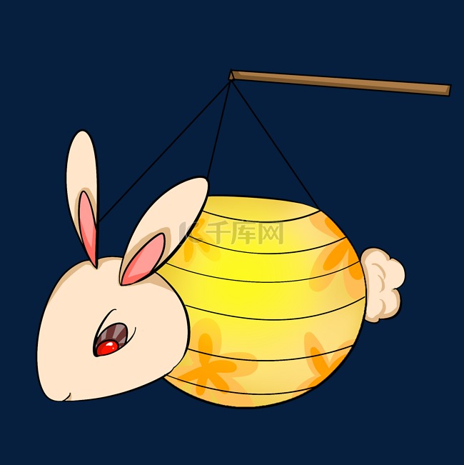 手绘兔子灯笼素材图片免费下载-千库网