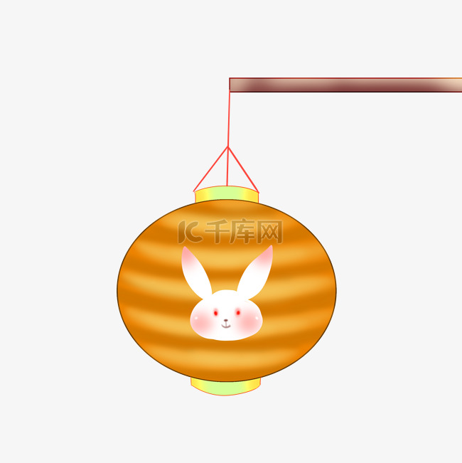 手绘黄色的兔子灯笼插画素材图片免费下载-千库网