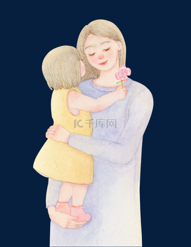 温馨亲子主题手绘插画素材图片免费下载-千库网