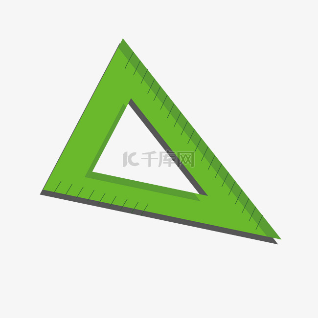 卡通三角尺绿色装饰素材图片免费下载-千库网