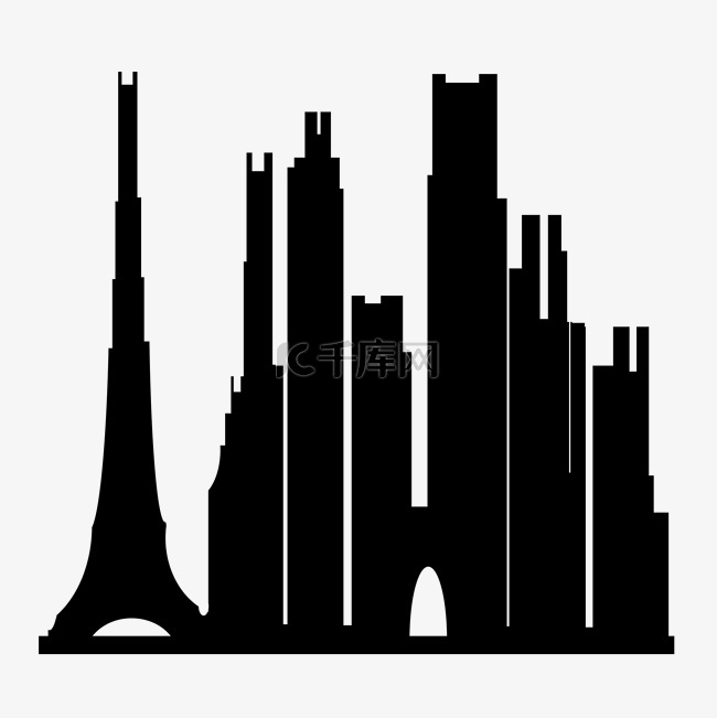 城市剪影png素材图片免费下载-千库网