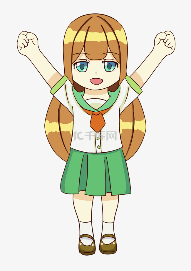 超可爱Q版校服女孩素材图片免费下载-千库网