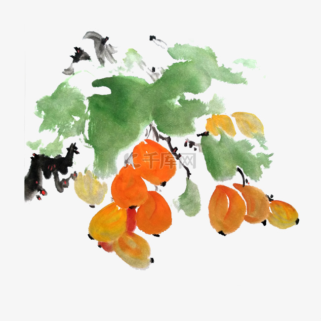枇杷国画水墨素材图片免费下载-千库网