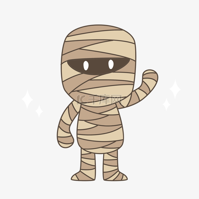 Q版可爱万圣节木乃伊插画卡通素材图片免费下载-千库网