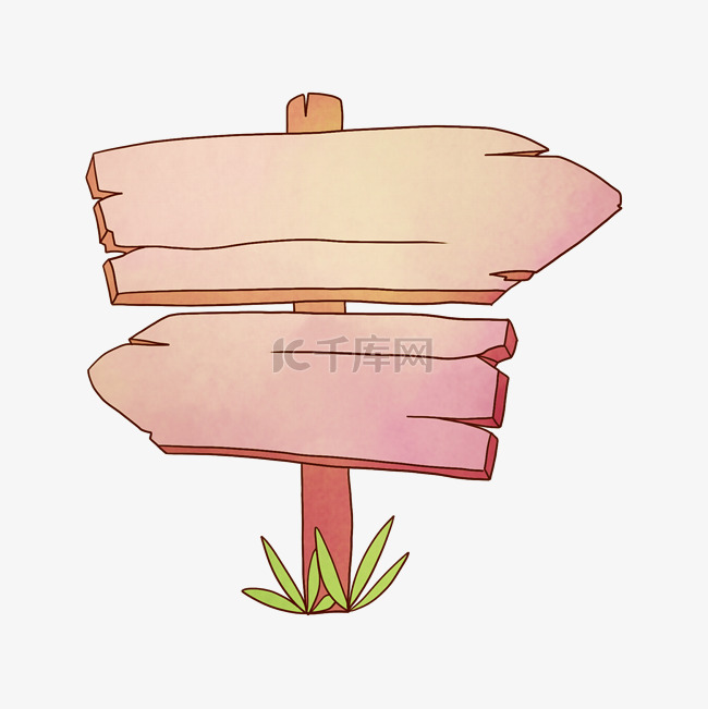 卡通粉色指示牌插图素材图片免费下载-千库网