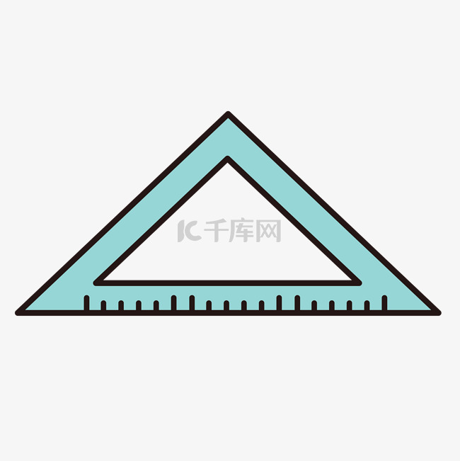 卡通蓝色三角形尺子免抠图素材图片免费下载-千库网