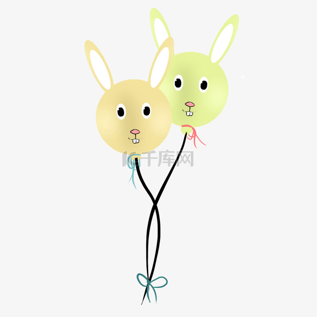 兔子绿色气球素材图片免费下载-千库网